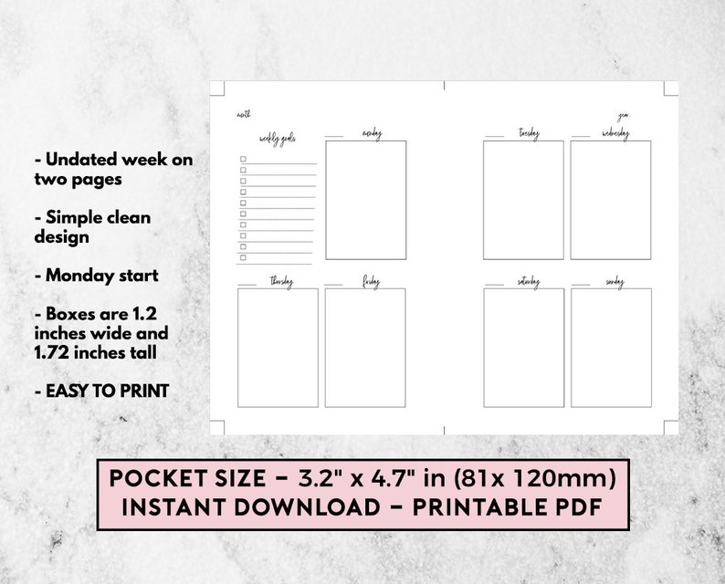 POCKET Size Ring Bound Undated Weekly Box Planner - Etsy