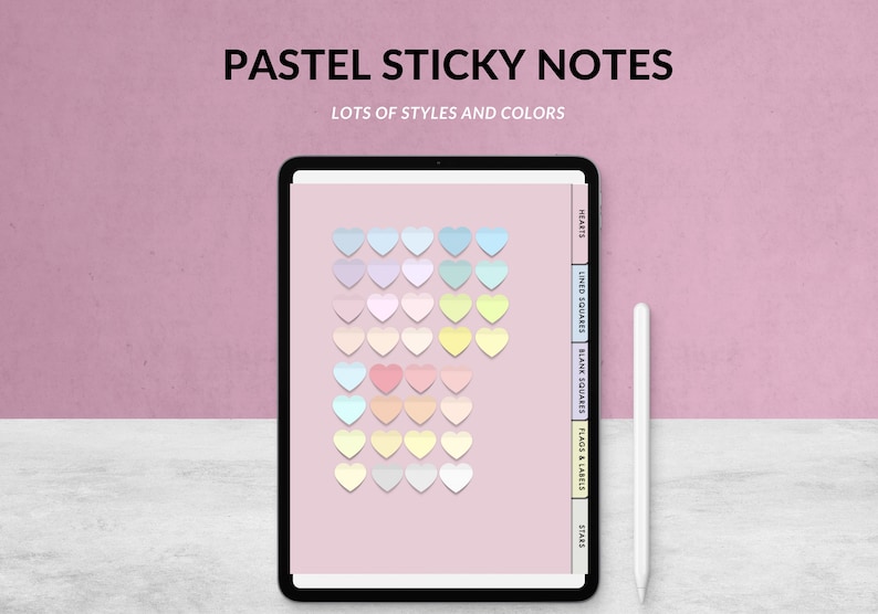 Digital Pastel Sticky Notes Planner Stickers for Goodnotes - Etsy
