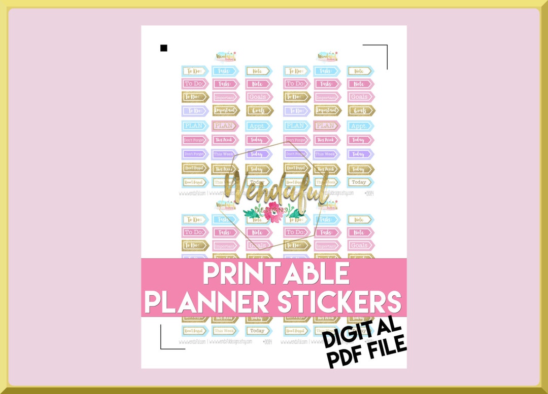 Item #0084 PRINTABLE Gold & Pastel Arrow Labels - Planner Version ...