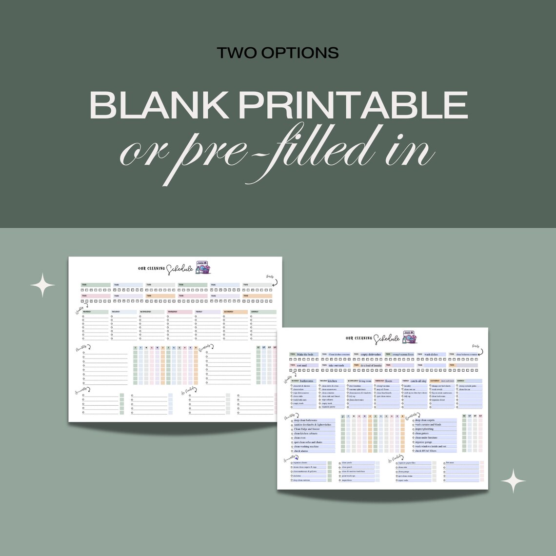 Editable/fillable Cleaning Checklists - Blank/pre-filled Can Be Edited ...