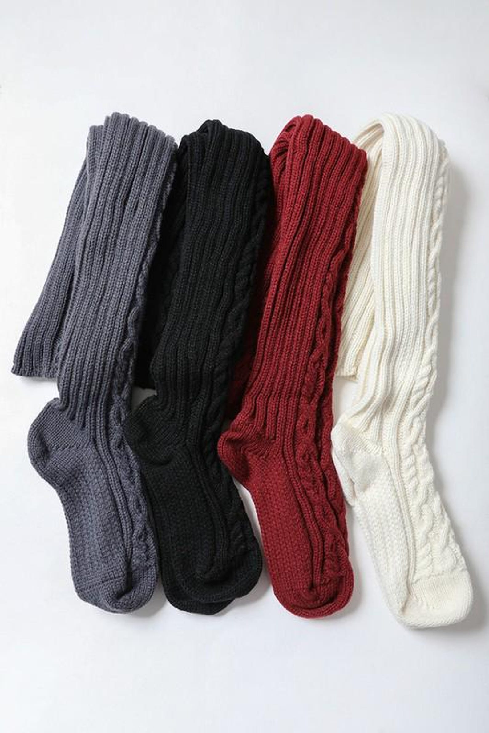 Cable Knit Lounge Socks Thigh High Socks for Women, Winter Over Knee ...