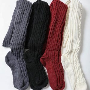 Cable Knit Lounge Socks Thigh High Socks for Women, Winter Over Knee ...
