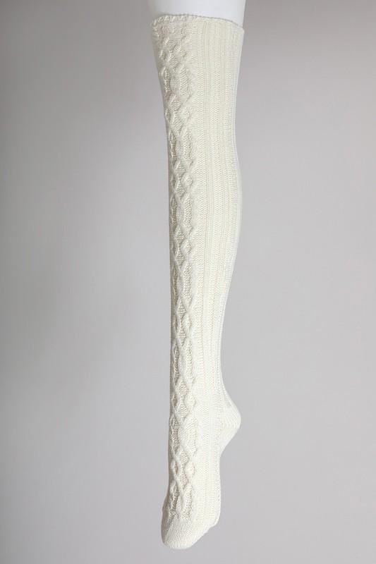 Cable Knit Lounge Socks Thigh High Socks for Women, Winter Over Knee ...