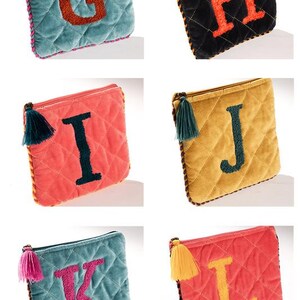 Velvet Initial Embroidered Pouch - Xmas Christmas Gifts for Women Girls ...