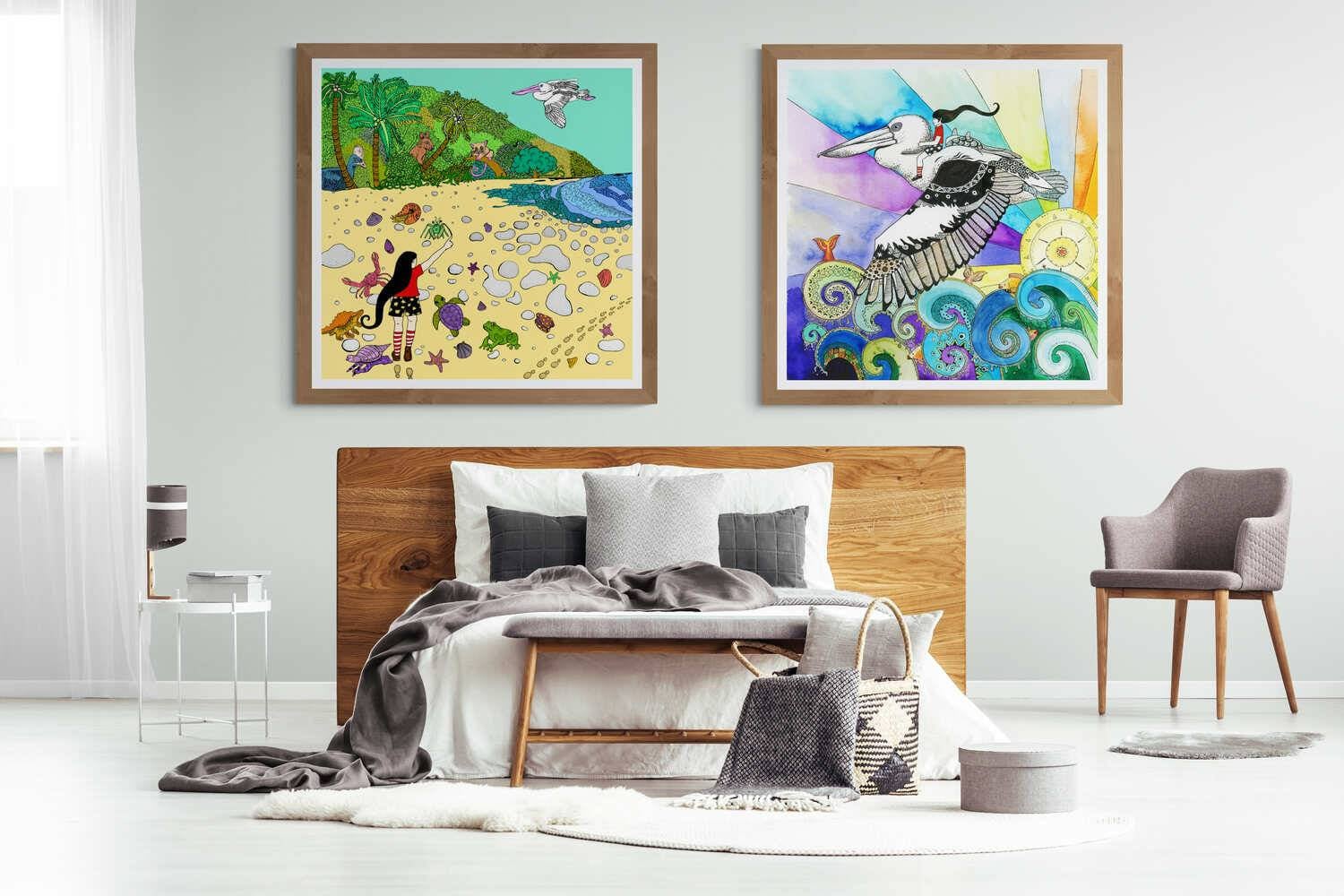 Imagine Flying With a Pelican Art Print Australian Bird - Etsy Australia