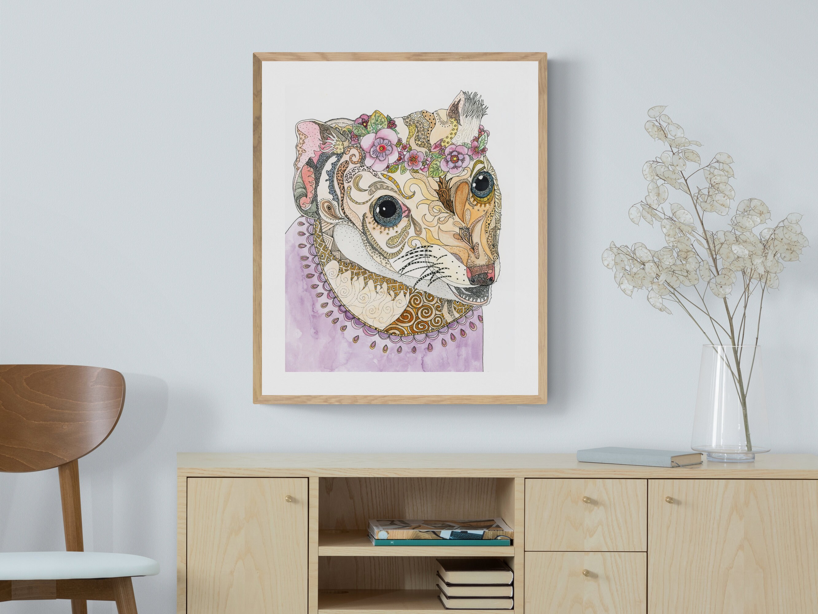 Crest-tailed Mulgara With Sturt's Desert Rose Art Print - Etsy Israel