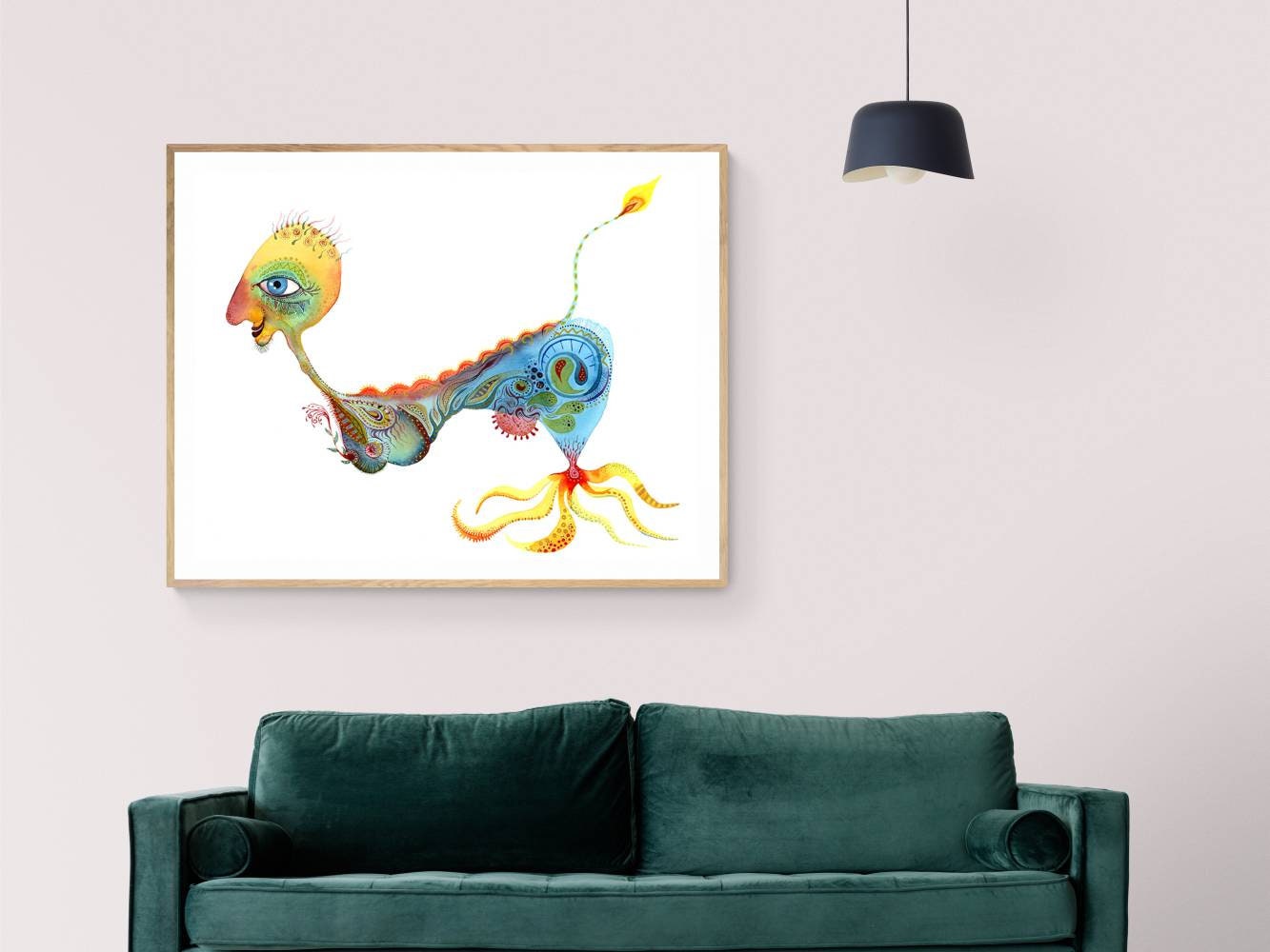 Curious Creature Art Print Surreal Watercolour Painting | Etsy