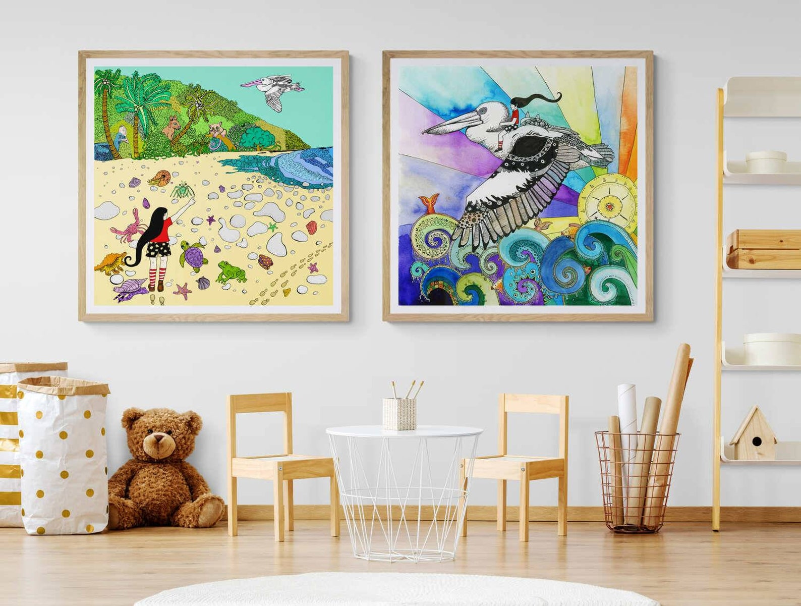 Imagine Flying With a Pelican Art Print Australian Bird - Etsy Australia
