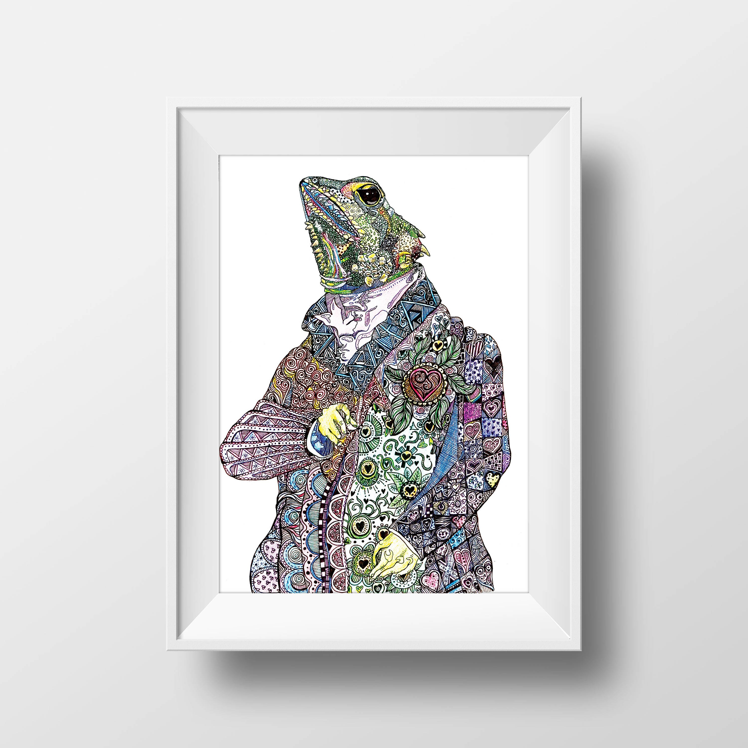 Boyd's Forest Dragon Fine Art Print Lizard Man Drawing - Etsy Australia