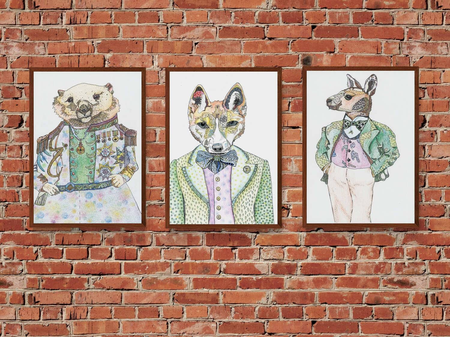 Kangaroo Man Wall Art Anthropomorphic Australian Animal - Etsy Australia