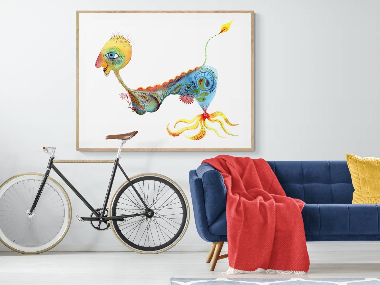 Curious Creature Art Print Surreal Watercolour Painting | Etsy