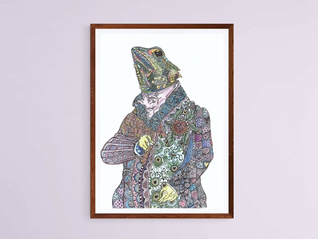 Boyd's Forest Dragon Fine Art Print - Lizard Man Drawing ...