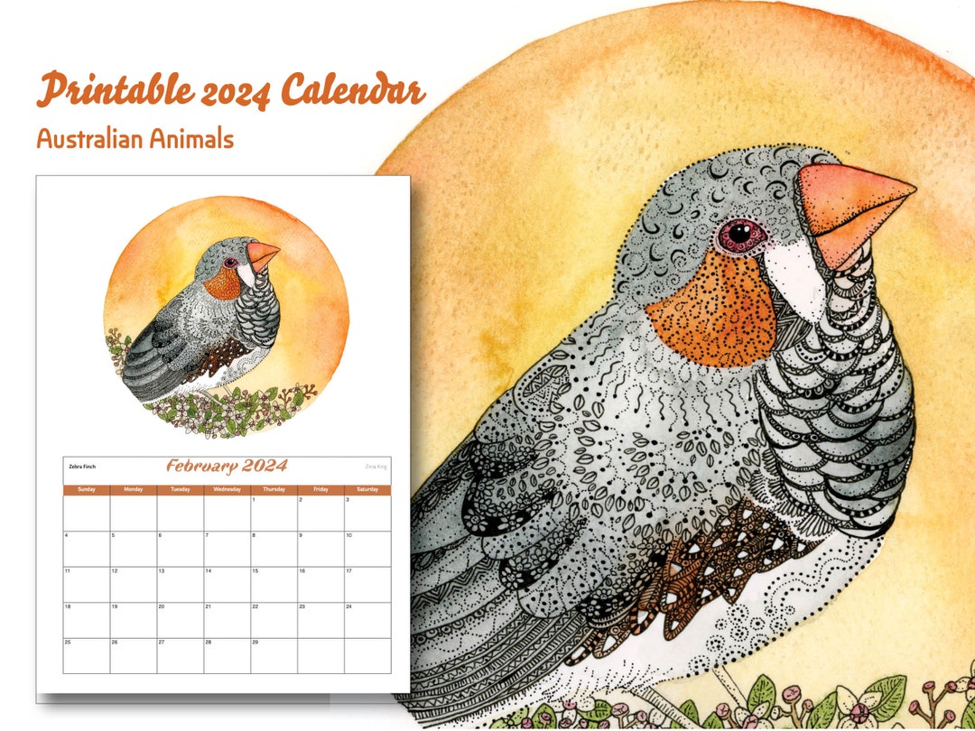 Australian Animal 2024 Calendar Printable Aussie Wildlife Christmas ...