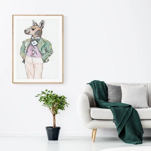 Kangaroo Man Wall Art - Anthropomorphic Australian Animal Boy's Bedroom ...