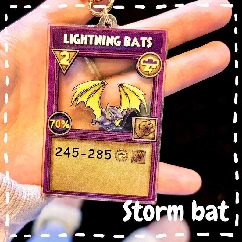 Wizard101 Shaker Keychain, Storm Bat and Life Fairy, Gold Star Clasp - Etsy
