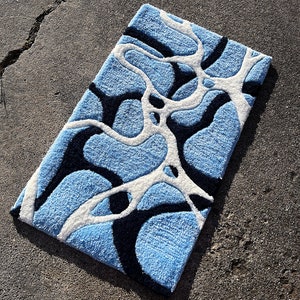 Water Rug Handmade Tufted Accent Rug Bright Doormat - Etsy