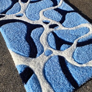 Water Rug Handmade Tufted Accent Rug Bright Doormat - Etsy