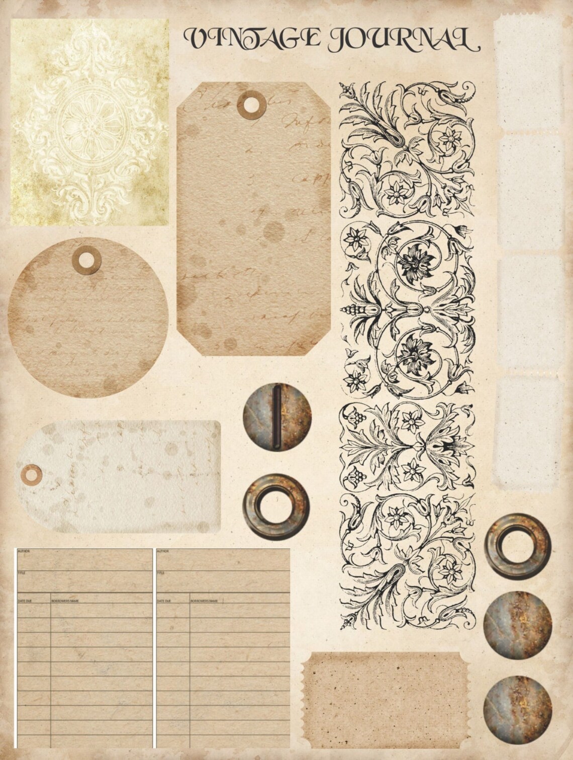 Vintage Journal Papercrafter Papers Vintage Cards Cut & - Etsy