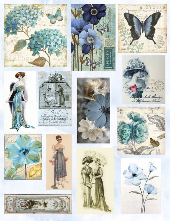 Shades of Blue Mini Book 10 Papers 8.5x11. 6 Papers Are | Etsy