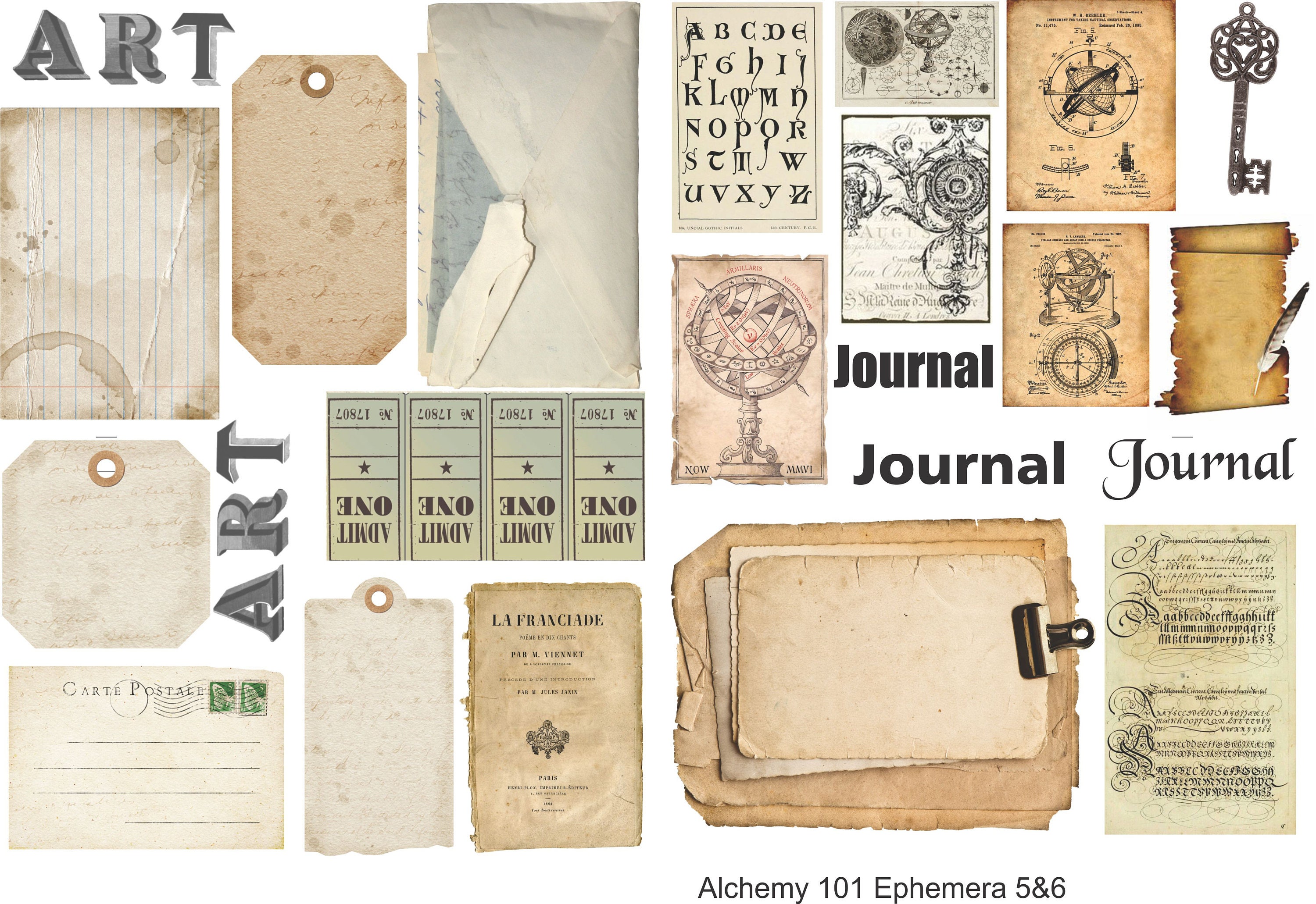 Alchemy 101 Papers, 5x7pages,junk Journal, Mini Album, Vintage,ephemera ...