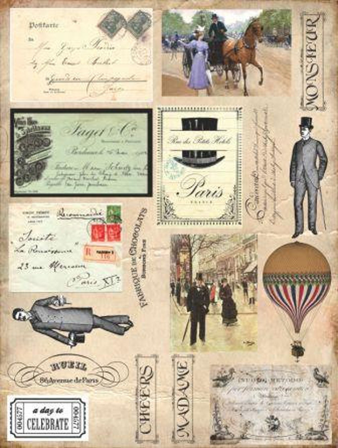 Vintage Journal Papercrafter Papers Vintage Cards Cut & - Etsy