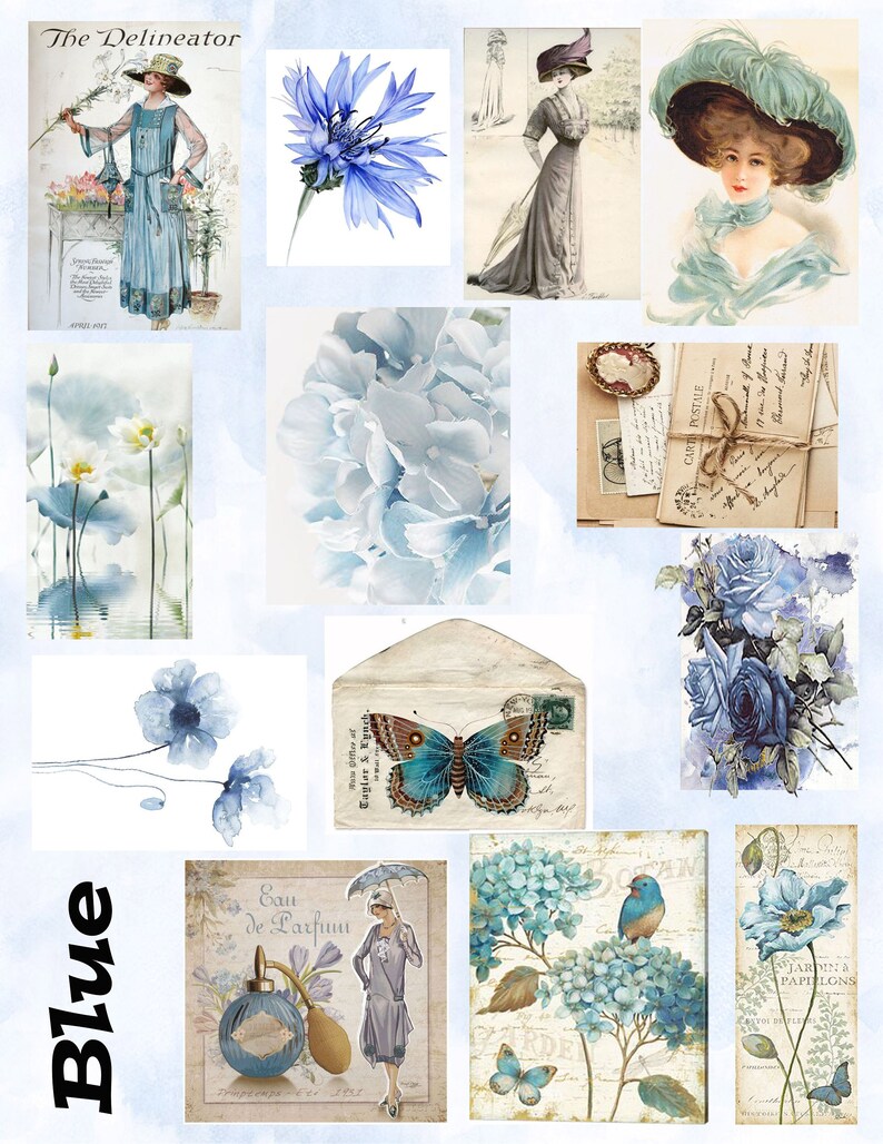 Shades of Blue Mini Book, 10 Papers 8.5x11. 6 Papers Are Full of Cut ...