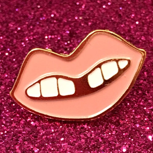 Pink Lip Enamel Pin - Etsy