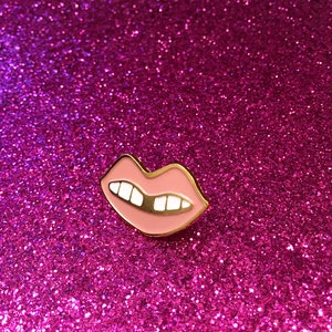 Pink Lip Enamel Pin - Etsy