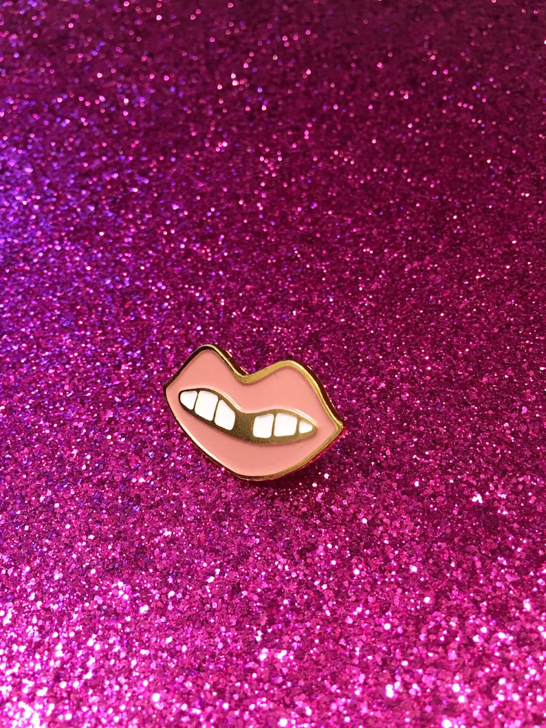 Pink Lip Enamel Pin - Etsy