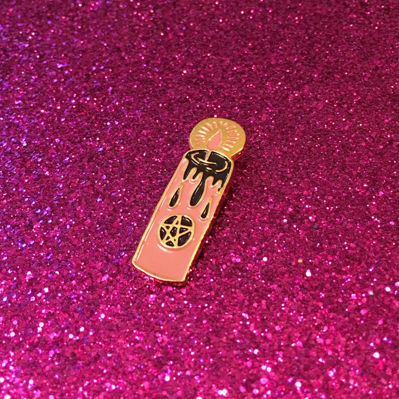 Muted Pink Candle Enamel Pin | Etsy