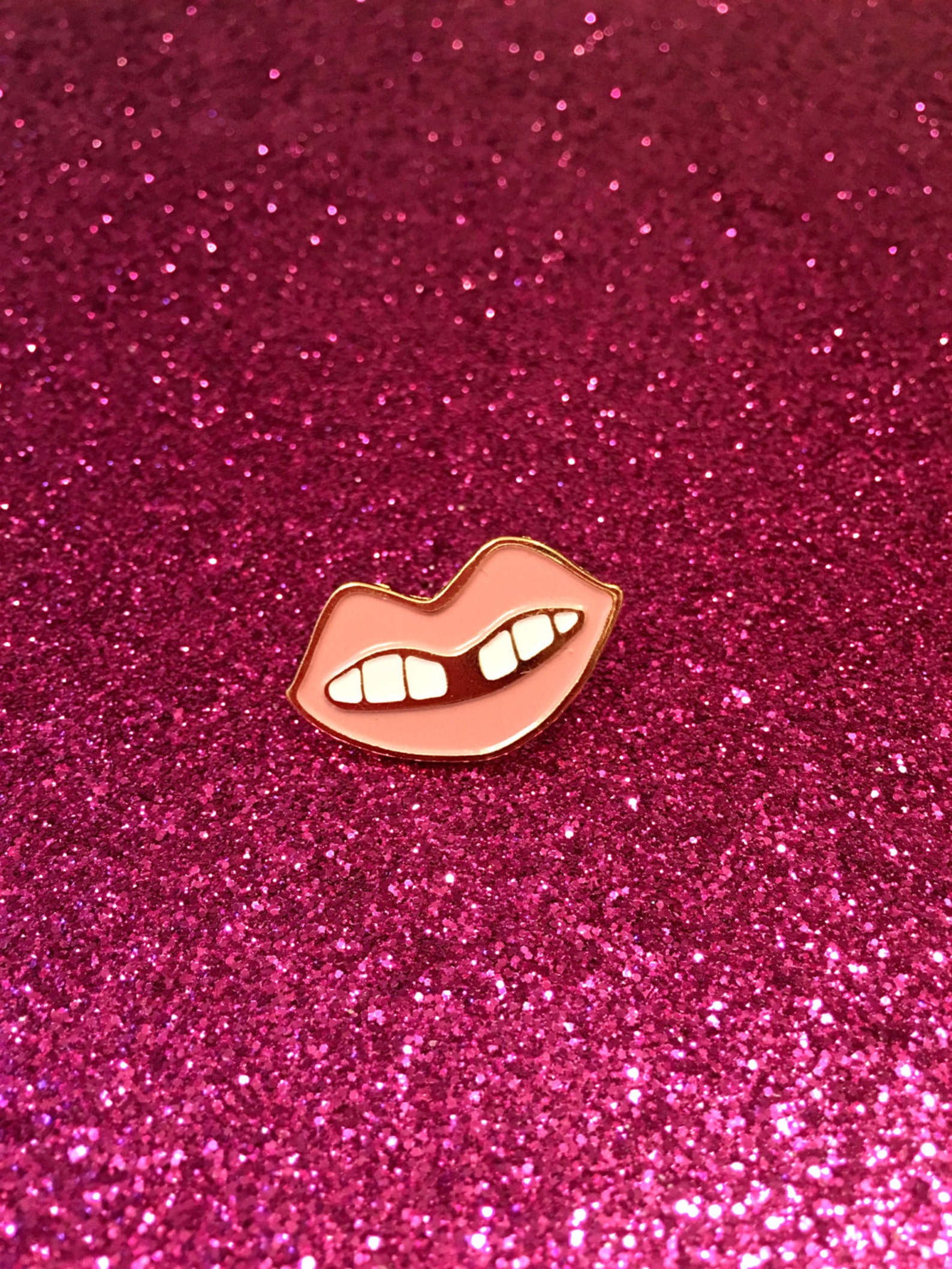 Pink Lip Enamel Pin - Etsy