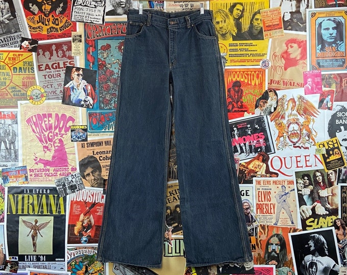 Women's Vintage 70s Star Pocket Wide Leg Flares Denim Jeans 31"-32 ...