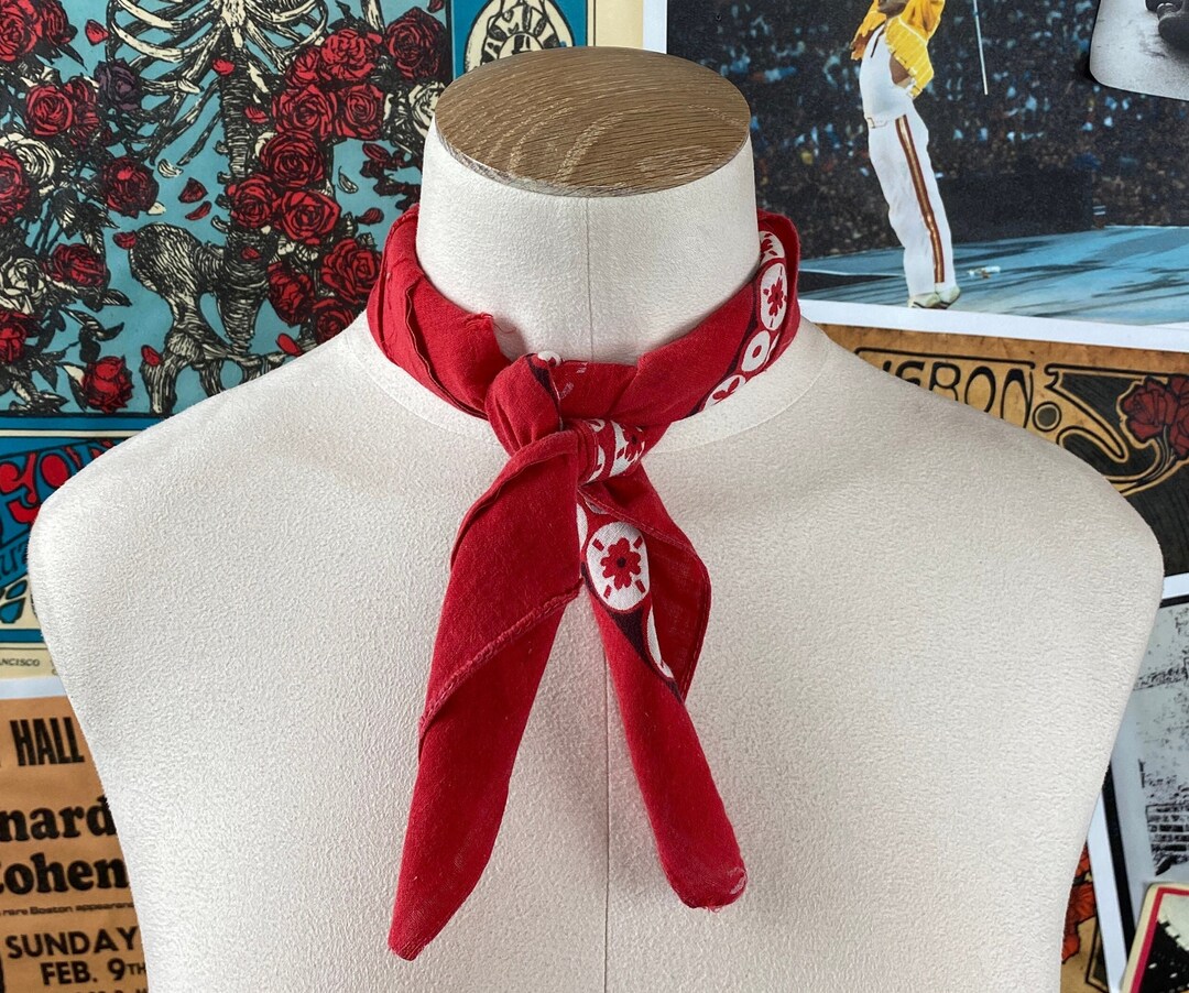 Vintage 1960s Red Colorfast Circle Floral Print RN 14193 All Cotton ...