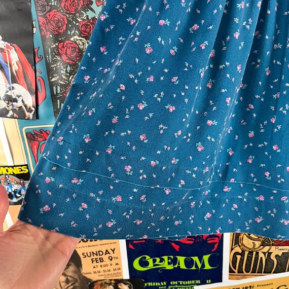 Vintage Girls Kids 80s Blue Pink & White Tiny Floral … - Gem