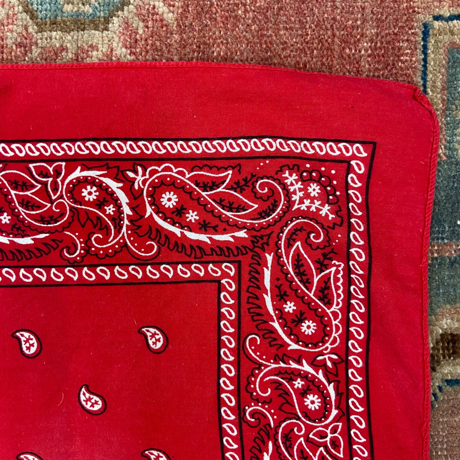 Vintage Stained Red Paisley Floral Print Paris All Cotton | Etsy