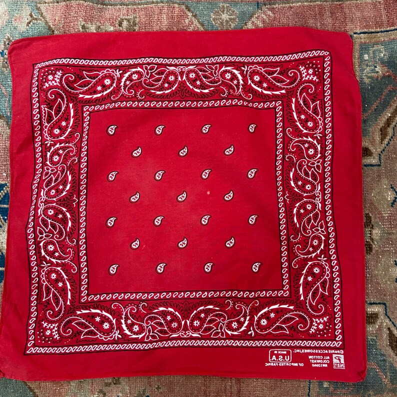 Vintage Stained Red Paisley Floral Print Paris All Cotton | Etsy