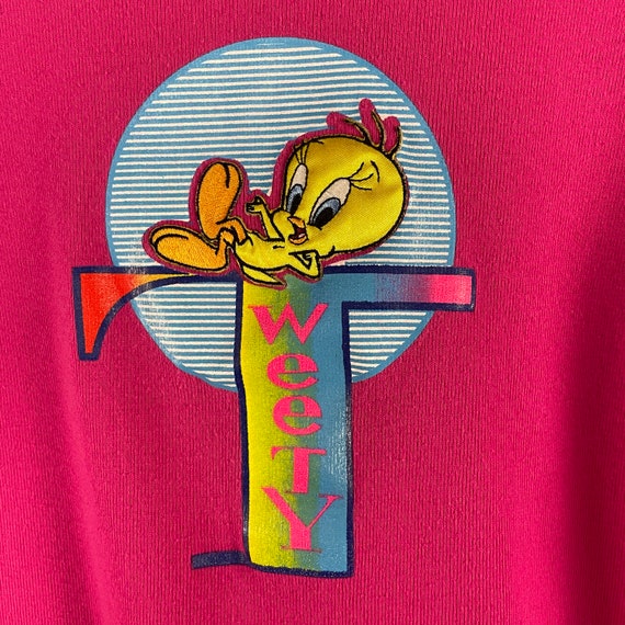 Vintage Kids Girls 90s Pink Looney Tunes Tweety Bird … - Gem