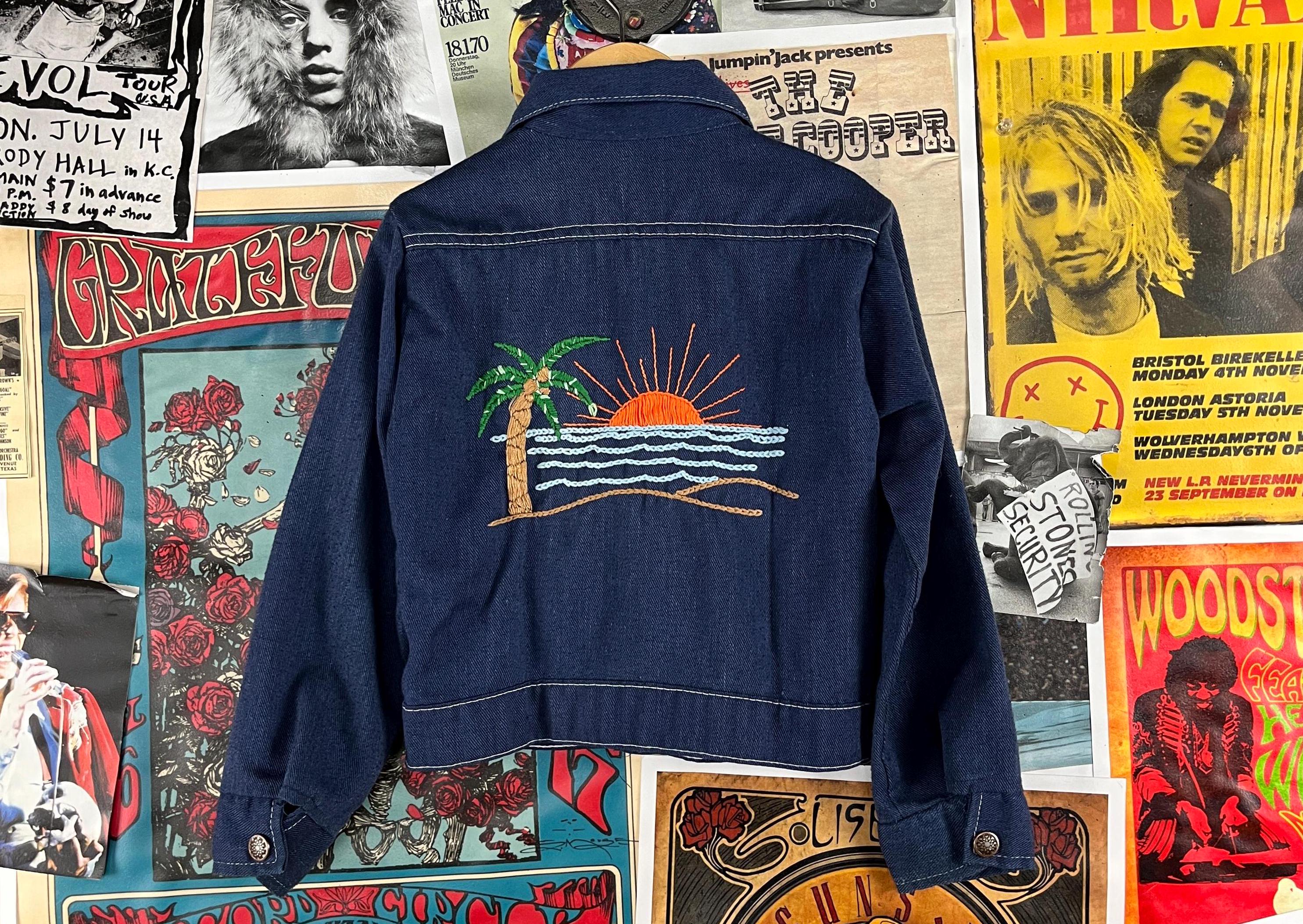 70s Embroidered Denim Jacket - Etsy 70s Embroidered Denim Jacket - Etsy
