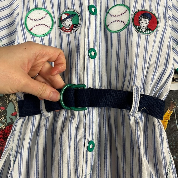 Vintage Baby Boy Kids 90s Baseball Pinstripe Collared… - Gem