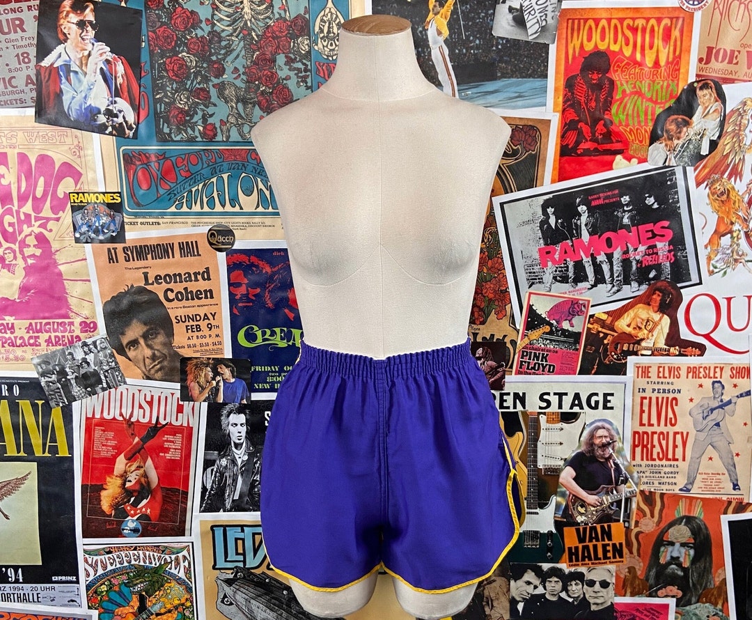 Vintage Women's 60s-70s Purple & Yellow Elastic Waist High Rise ...