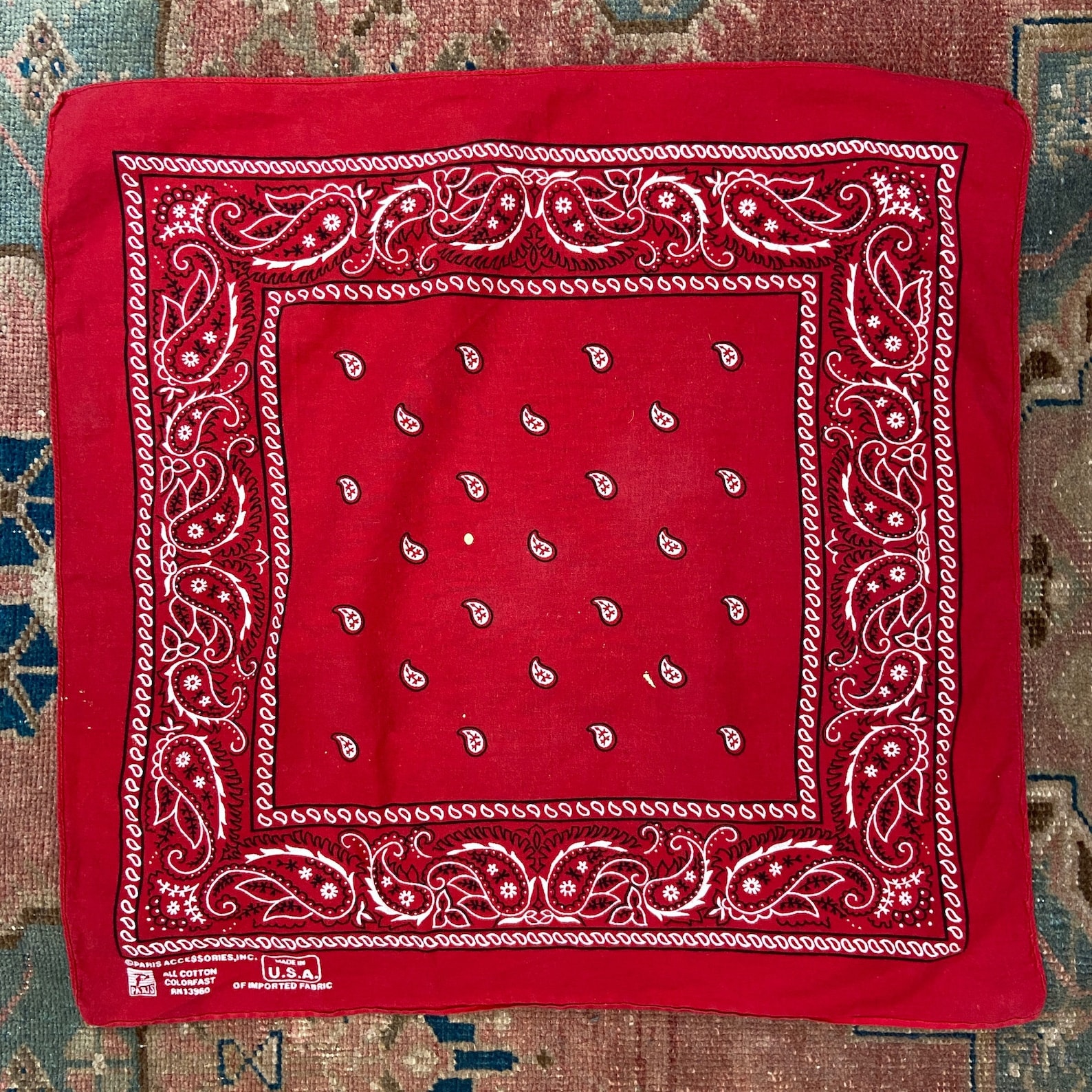 Vintage Stained Red Paisley Floral Print Paris All Cotton | Etsy