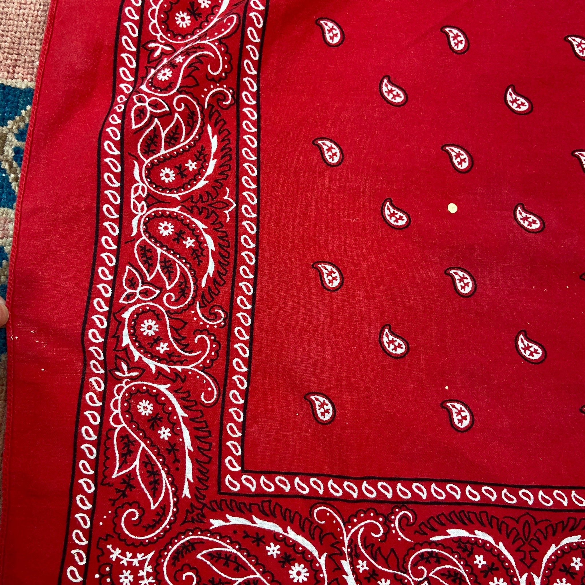 Vintage Stained Red Paisley Floral Print Paris All Cotton | Etsy