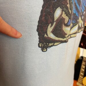 90s Vintage Womens Blue Hawaiian Surfer Girl Iron on Graphic Ringer ...