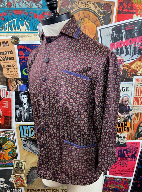 Vintage Men's 50s-60s Red Mod Geometric Print Three P… - Gem