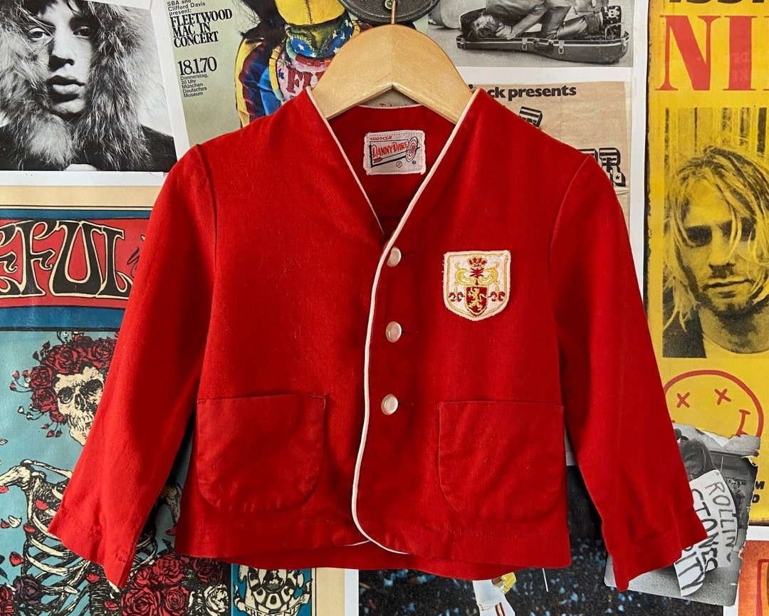 Vintage Toddler Kids 60s Red & White Danny Dare Preppy V-neck Cardigan Top Size 2T Retro Ivy ...