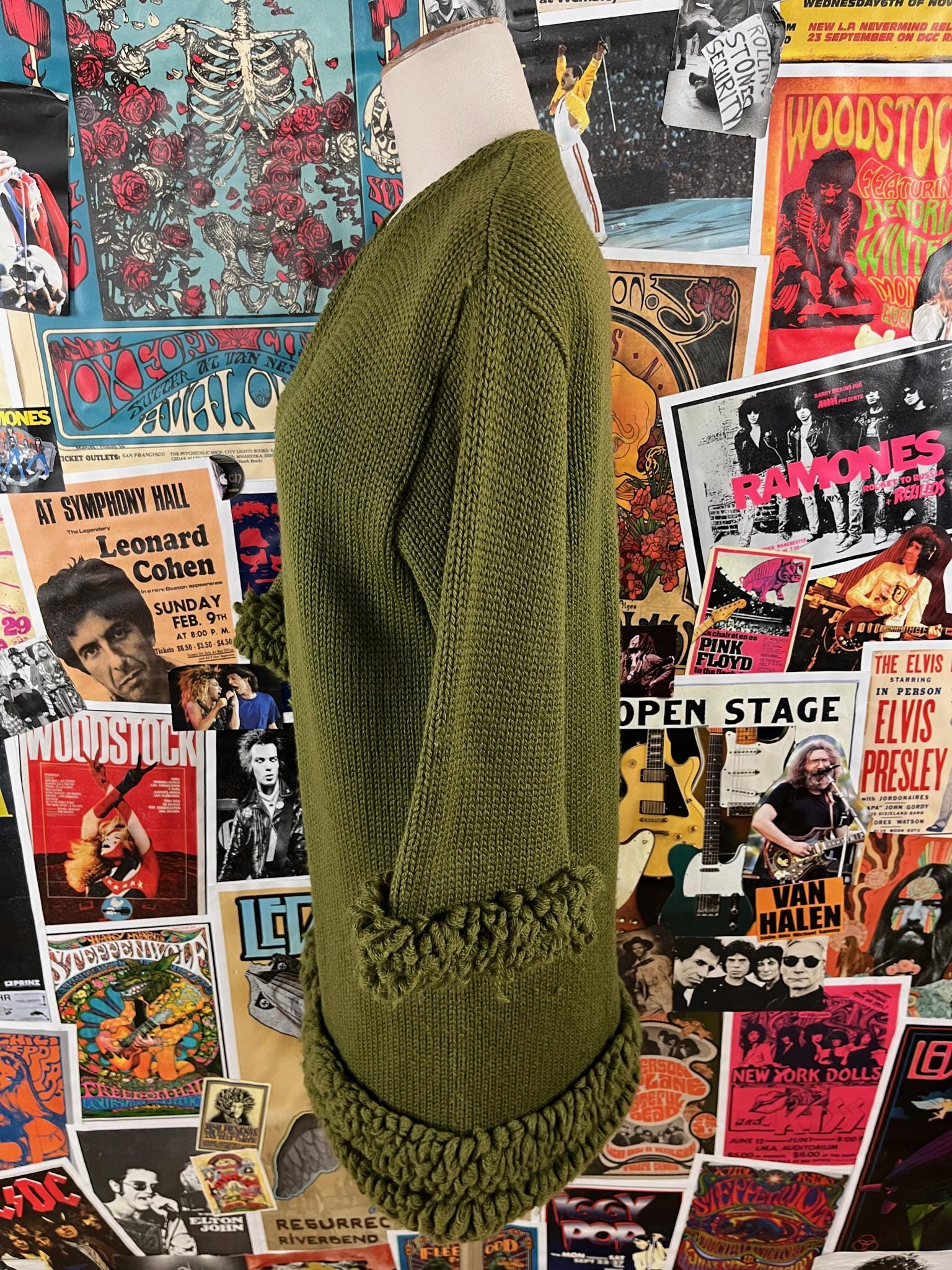 Vintage Women's 60s-70s Green Knit Loop Stitch Mimi Martin Mills Wool ...