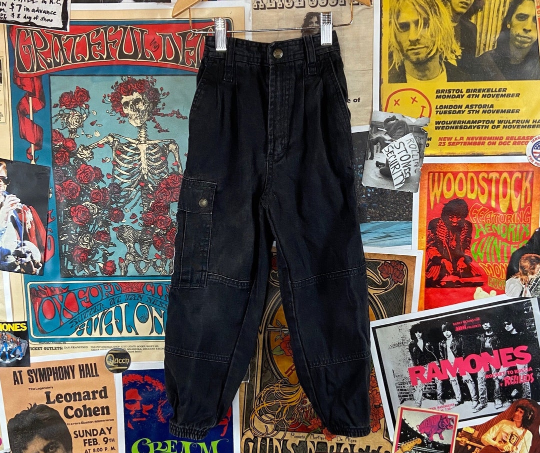 Vintage Toddler Kids 90s Black Elastic Waist Bugle Boy Cargo Jogger ...