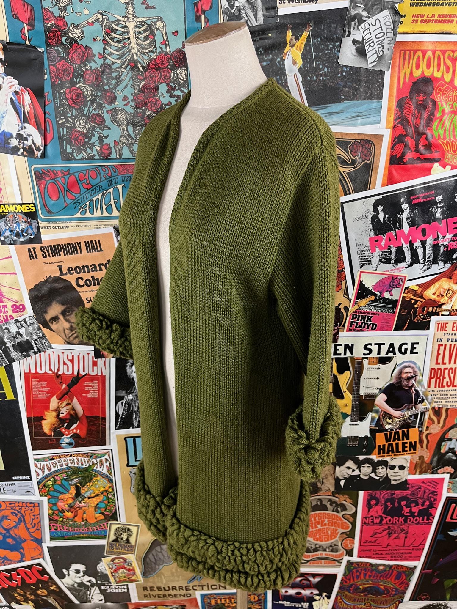 Vintage Women's 60s-70s Green Knit Loop Stitch Mimi Martin Mills Wool ...