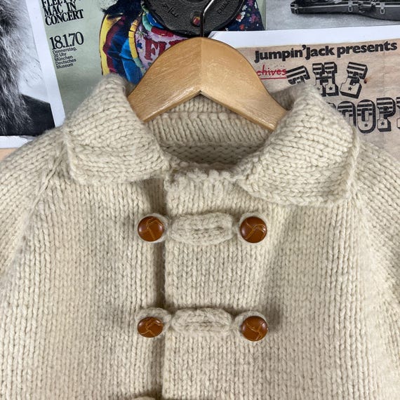 Vintage Girls 1970s-80s Ivory Cream Knit Two Pocket P… - Gem