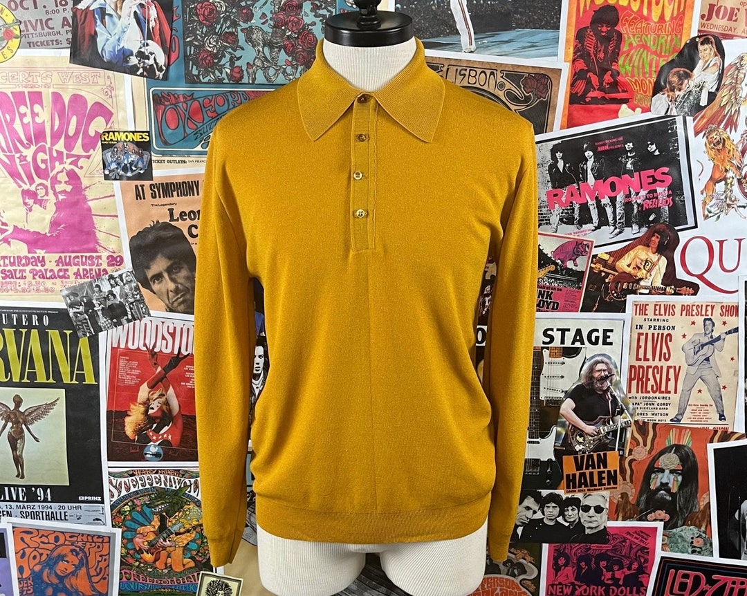 Vintage Men's 60s Mustard Yellow Arrow Cavalier Long Sleeve Nylon ...